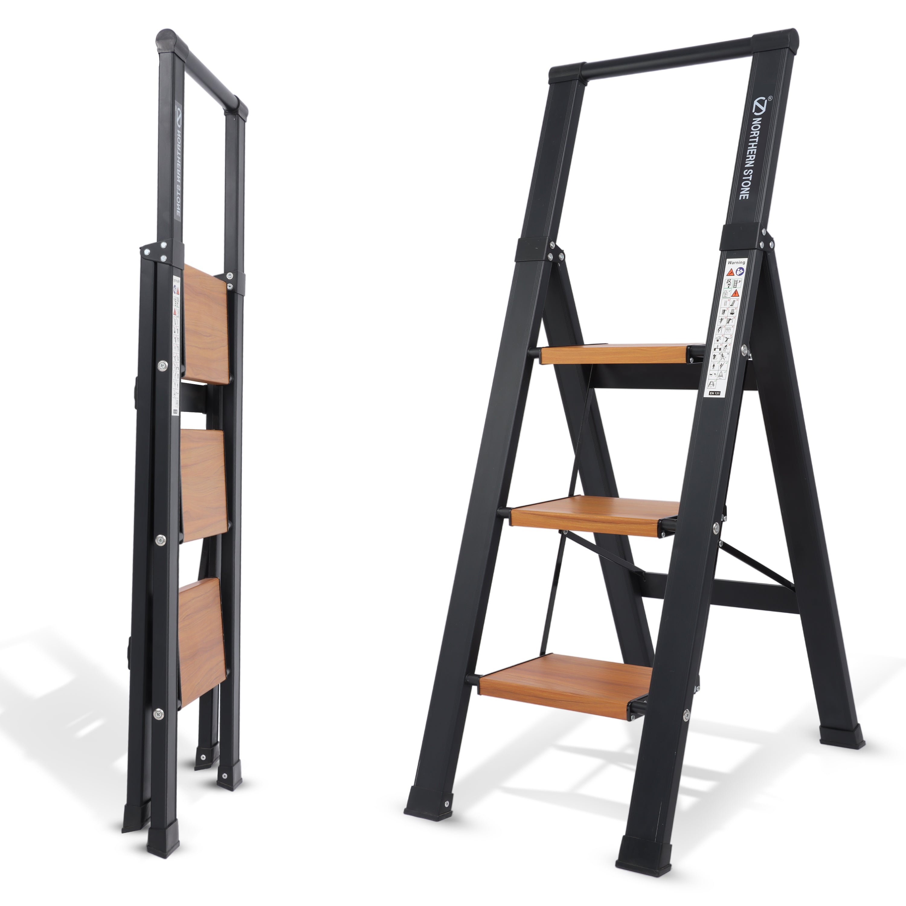 Aluminum 3 Step Ladder with Handrail | Step Ladder 3 Step | NORTHERN STONE